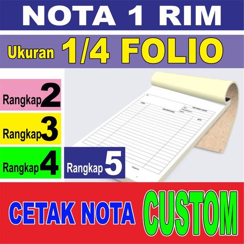 Jual cetak nota 1/4 FOLIO 1 rim custom - FC + NOMORATOR - Kota ...