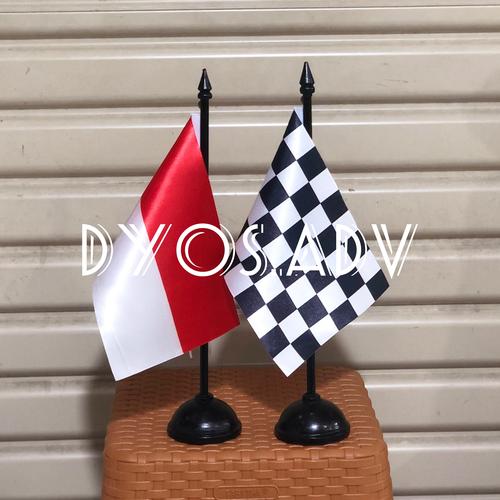 Jual bendera start finish + tiang kayu meja - Star FINISH, Bendera meja ...