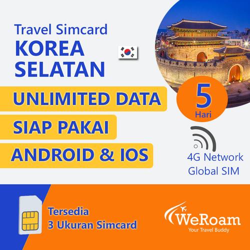 Jual WeRoam Travel Sim Card Korea 5 Hari Unlimited Data Internet - 500MB/Hari - Kota Surabaya ...