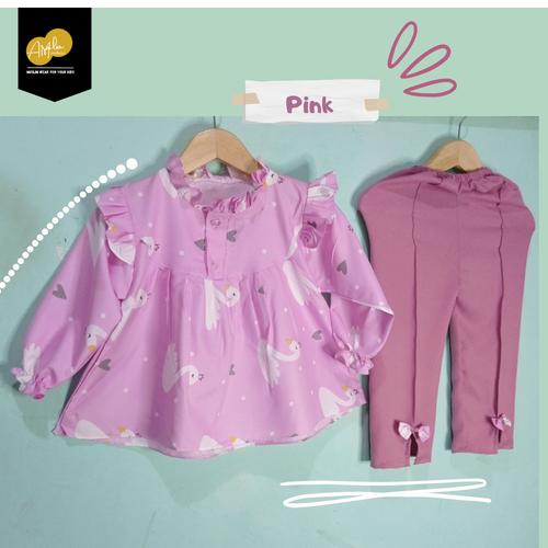 Jual Oneset Stelan Celana Anak Perempuan Swan Sheep - Size S,M,L - Kab ...