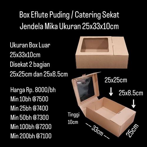 Jual Box Eflute Puding / Catering Sekat Jendela Mika Ukuran 25x33x10cm ...