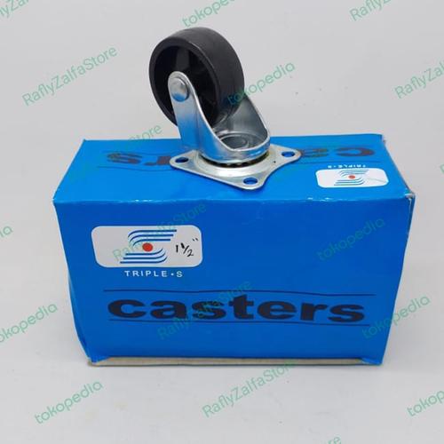 Jual TRIPLE S roda caster NYLON PP 1 1/2 in Hidup HITAM 1 1/2in troli ...