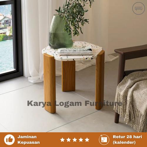 Jual Side Table Modern Minimalis - Meja Sudut Kaki Kayu Jati Top ...