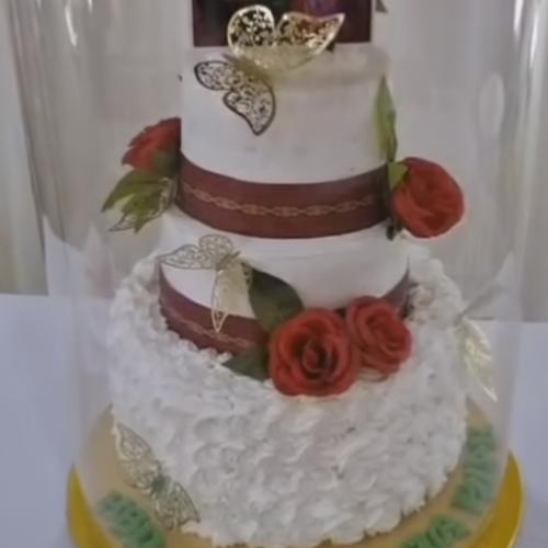 Jual kue ulang tahun 3 tingkat tema ulos kupu kupu bunga mawar ...