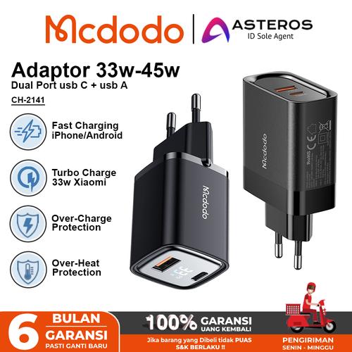 Jual MCDODO Kepala Charger Dual Port Digital Diaplay Fast Charging 33w ...