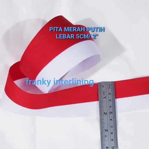 Jual Pita Merah Putih Bahan Satin Lebar 5cm/ 2" isi 18 meter - Jakarta ...