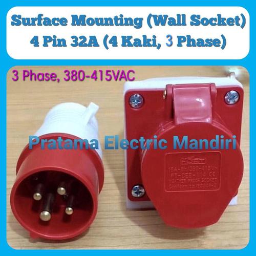Jual Plug & Wall Socket Surface Mounting 4 Pole 4 Pin 4P 32A Male Female - MALE (024) - Jakarta ...
