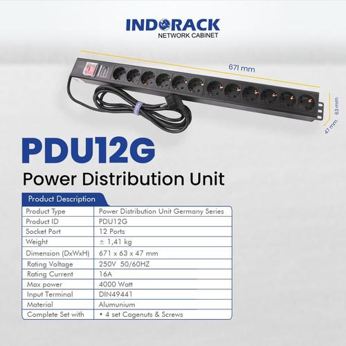 Jual PDU INDORACK PDU12G Stop kontak Colokan Listrik 12 port Germany ...