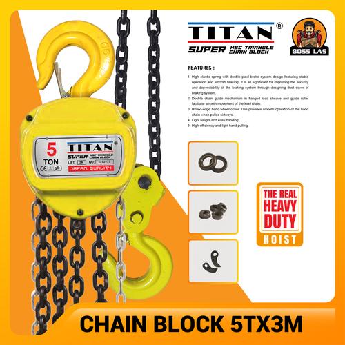 Jual Chainblock Chain Block Takel Katrol 5 Ton x 3 Meter TITAN ...