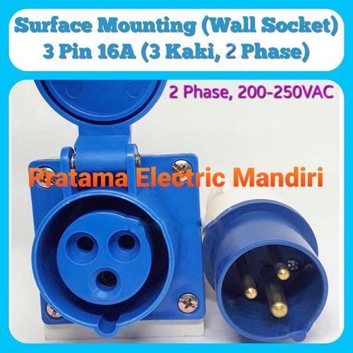 Jual Plug & Wall Socket Surface Mounting 3 Pole 3 Pin 3P 16A Male ...