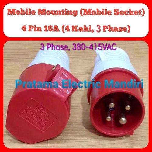 Jual Plug & Mobile Mounting Socket 4 Pole 4 Pin 16A Male-Female - MALE ...