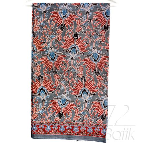 Jual KAIN BATIK PREMIUM Bahan Katun Motif Kembang Merak Warna Abu Grey ...