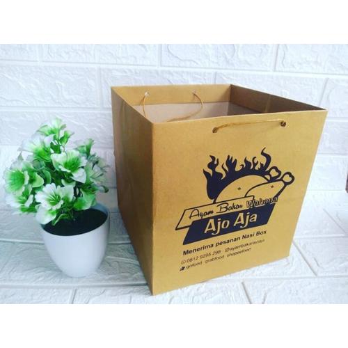 Jual Paper Bag ukuran 20x20x20 Paper Bag Kotak Nasi Kraft Polos ...