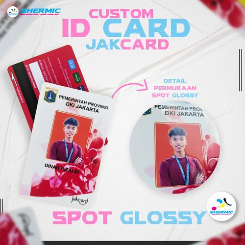 Jual Cetak Custom Print UV Desain ID CARD JakCard PNS DKI Jakarta Name Tag - Spot Glossy, Emoney ...