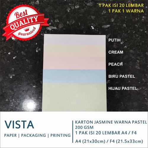 Jual Kertas karton Jasmine Warna Putih & Pastel, A4 / F4, 1 PAK isi 20 ...
