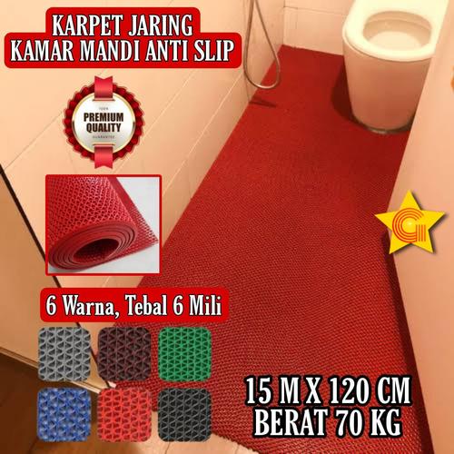 Jual Karpet Karet Anti Slip Kamar Mandi PVC X Jaring 1 Roll 1,2x15m 6mm ...