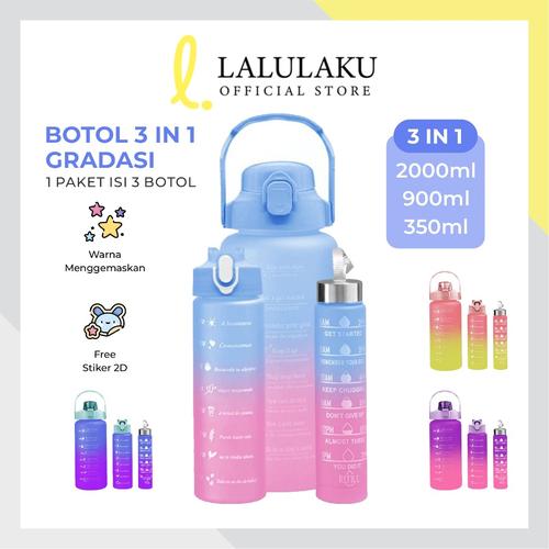 Promo Botol Minum Gradasi Viral Botol Motivasi Beranak 3in1Korea 2L+1L ...