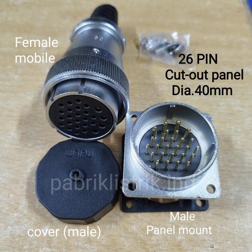 Jual Connector circular bulat metal 26 pin 40 mm M40 waterproof IP65 ...
