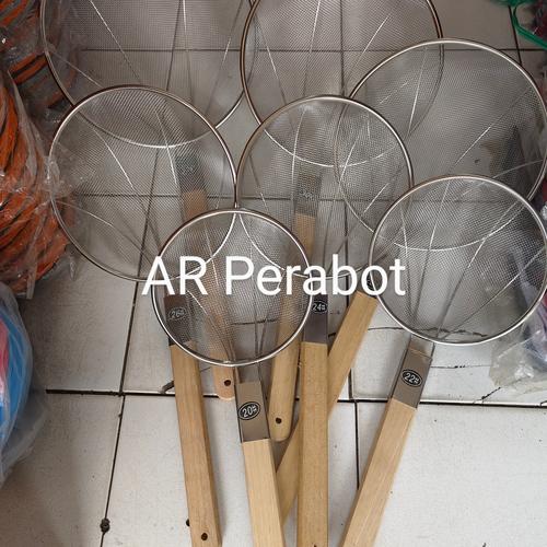 Jual Serok Jaring Stainless Gagang Kayu 20/22/24/26/28/30/32CM Saringan ...