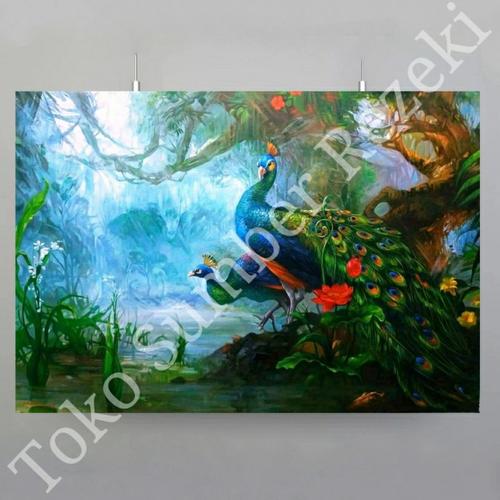 Jual Poster Figure Burung Merak Sepasang Peacock Bird Lukisan Kanvas ...