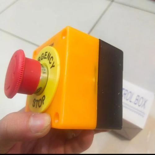 Jual Push button Tombol Emergency Stop 22mm 1 inch Plus Box Plus Name ...
