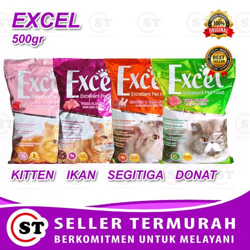 Jual EXCEL CAT FOOD 500GR TUNA DONUT IKAN SEGITIGA ADULT DRY FOOD ...
