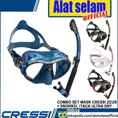 Jual Combo Set Mask Cressi Zeus Snorkel Itaca Ultra Dry Masker Selam ...