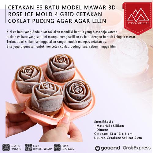 Jual Cetakan Es Batu Puding Coklat Agar Model Mawar 3D Rose Ice Cube 4 ...