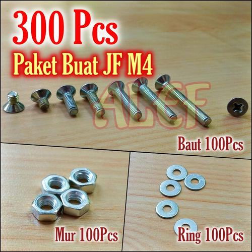 Jual 300pcs paket baut mur ring jf m4 x 6 10 12 15 25 20 25 30 mm Cutersink - Kota Surabaya ...