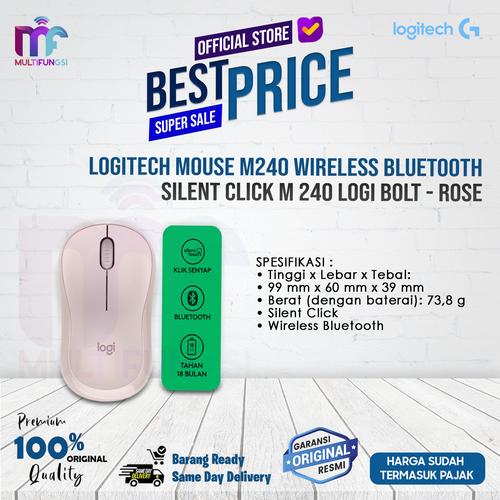 Jual Logitech Mouse M240 Wireless Bluetooth Silent Click M-240 Logi Bolt - ROSE - Jakarta Pusat ...