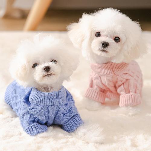 Jual Baju Anjing Kucing Couple Basic Sweater Knit Rajut Halus Pink Blue ...