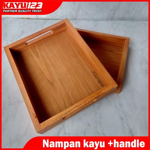Jual Nampan kayu +handle 30x24x4cm Wooden Tray kotak serbaguna baki ...