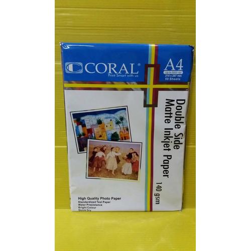 Jual Coral Double Side Inkjet Paper A4-140 Gr (Pack=50 Sheet) - Jakarta ...