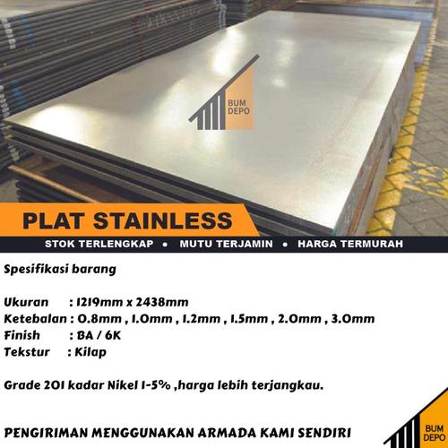 Jual PLAT STAINLESS STEEL BA 201 / PLAT UNTUK PERMUKAAN DINDING LIFT ...