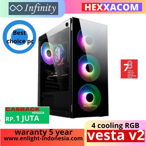 Jual Casing PC gaming RGB Enligh INFINITY vesta V2 include 4 FAN - MATX ...