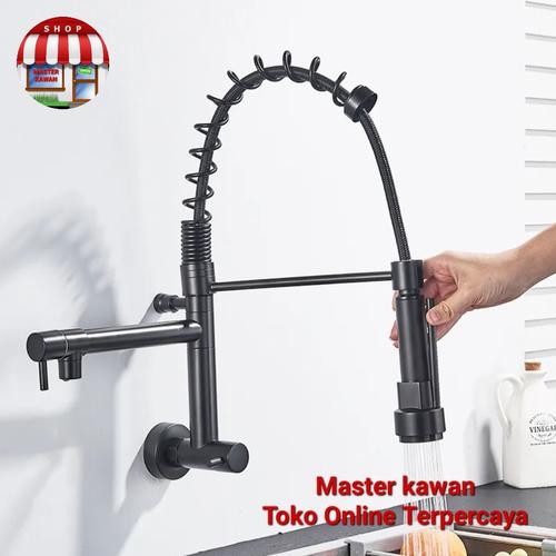 Jual Kran Kitchen Sink Pantry Tarik Hitam /Kran Tarik Tembok Kuningan ...