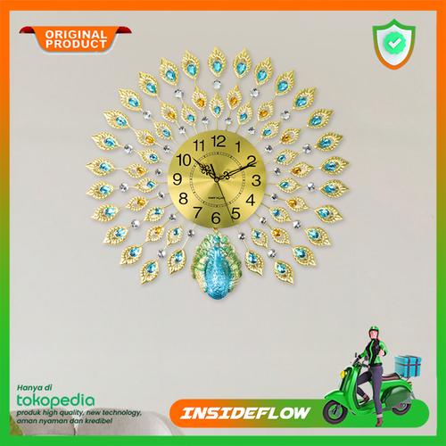 Jual Jam Dinding Burung Merak Bulat Quartz Clock Diamond Peacock 60CM ...