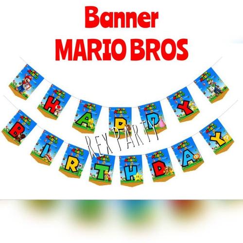 Jual new Mario Bros Banner/Banner Super Mario/Banner Mario Bros/Bunting ...