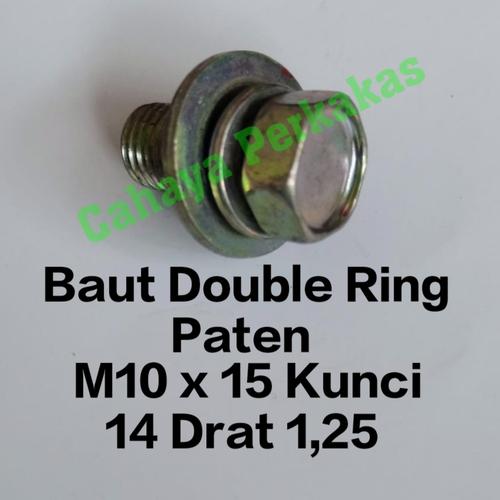 Jual BT Baut Double Ring Paten Bolt M10 x 15 Kunci 14 drat 1.25 ...