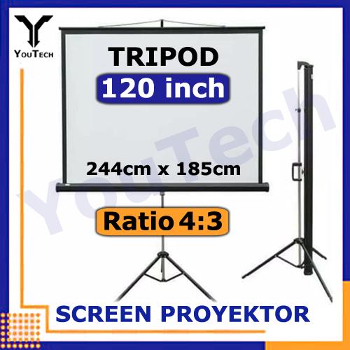 Jual Layar Screen Projector Tripod 120" ratio 4:3 - Layar 120 inch 4 : ...