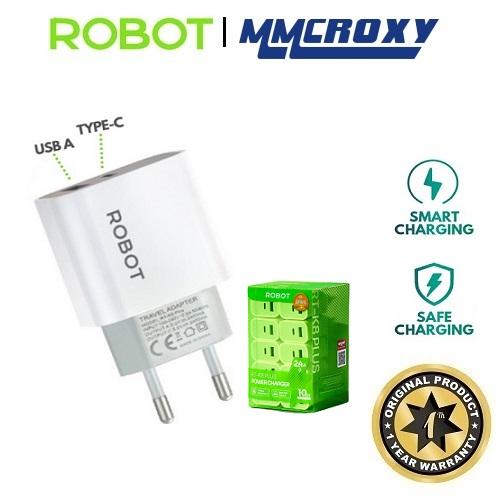 Promo Robot RT-K8 PLUS Adapter Charger Dual Output USB-A USB-C 2.4A ...