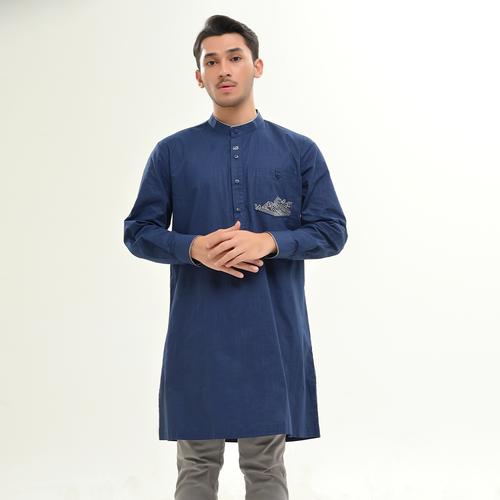 Promo Rabbani Baju Koko Kurta Pria Juko Eldar Lengan Panjang Exclusive 604 Navy M Kota