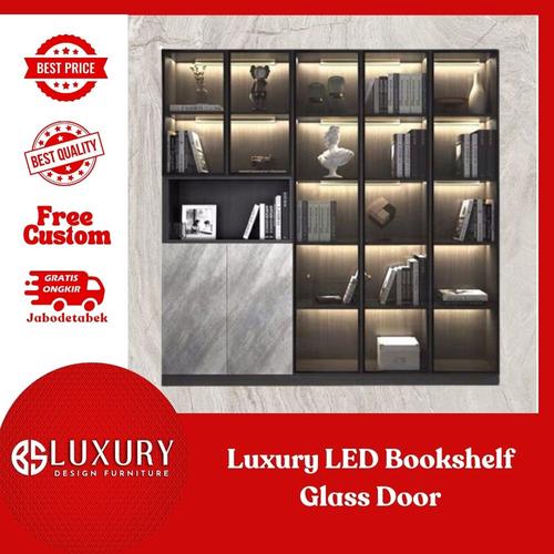 Jual Lemari Pintu Kaca Pajangan/Rak Buku Full LED Lemari Multiplek ...