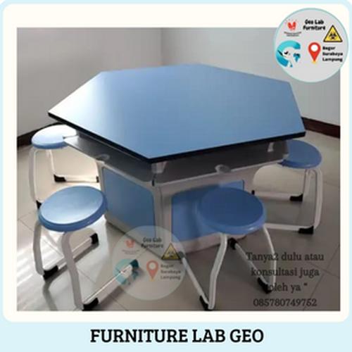 Jual Meja Laboratorium Heksagonal Bentuk Segi 6 Rangka Multiplex lapis ...