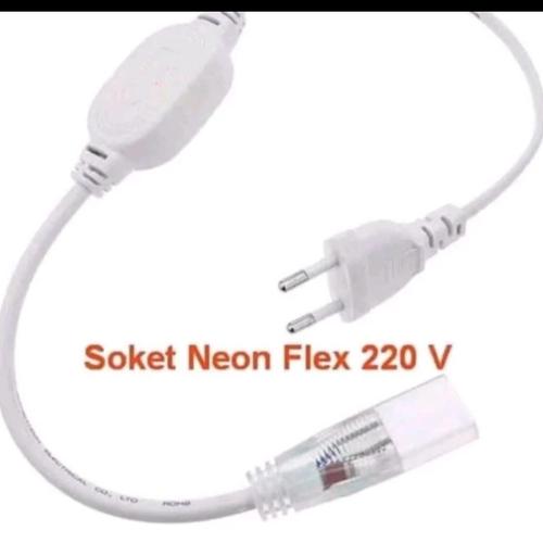 Jual Socket Adaptor Lampu Selang 220v Colokan 2Pin Neon Flex Led ...