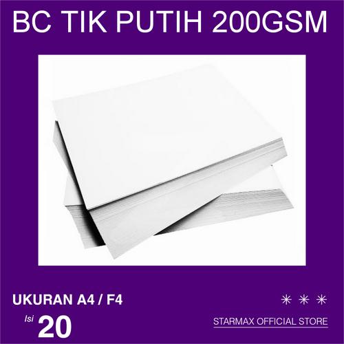 Jual 20 LEMBAR | Kertas BC Tik Putih 200 gsm ukuran A4 / F4 | per pack ...