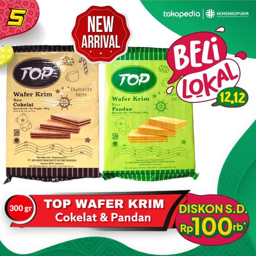 Jual Top Wafer Krim 300gr Cokelat Pandan Biskuit Wafer Snack - Pandan ...