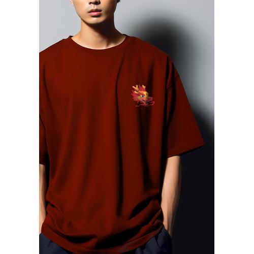 Promo kaos oversize 215gsm imlek sinciah dragon dakir maroon putih ...