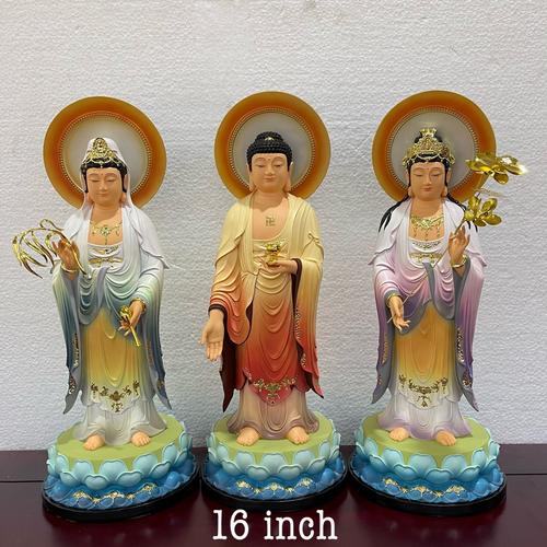 Jual patung Buddha tri Ratna / sie fang San sen / 西方三圣 16in resin ...