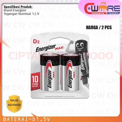 Jual Baterai D 1,5V Energizer Max E95 BP2 | Alkaline Battery besar E95 ...